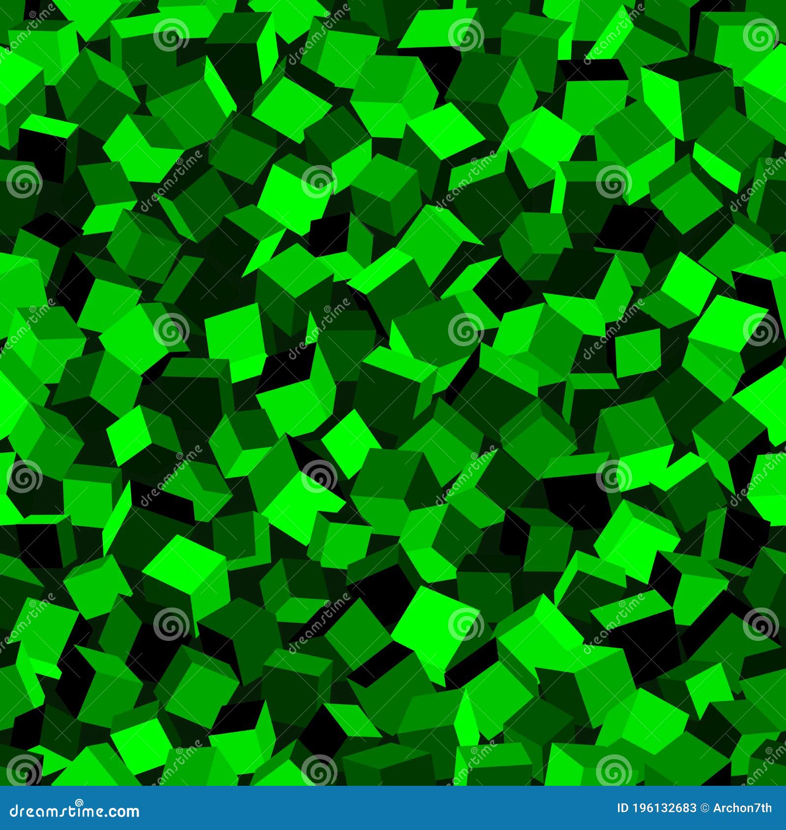 Abstract Image of Green Cubes Background. Seamless Pattern Vector ...