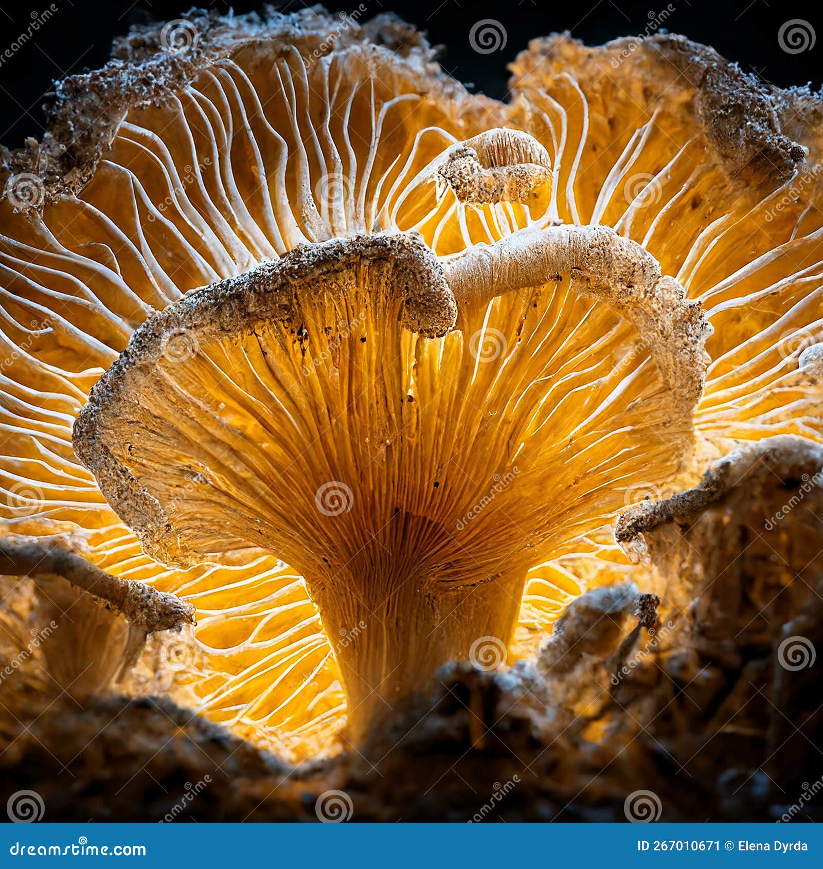 Image With A Mycelium Of Enokitake Mushrooms. Cartoon Vector ...