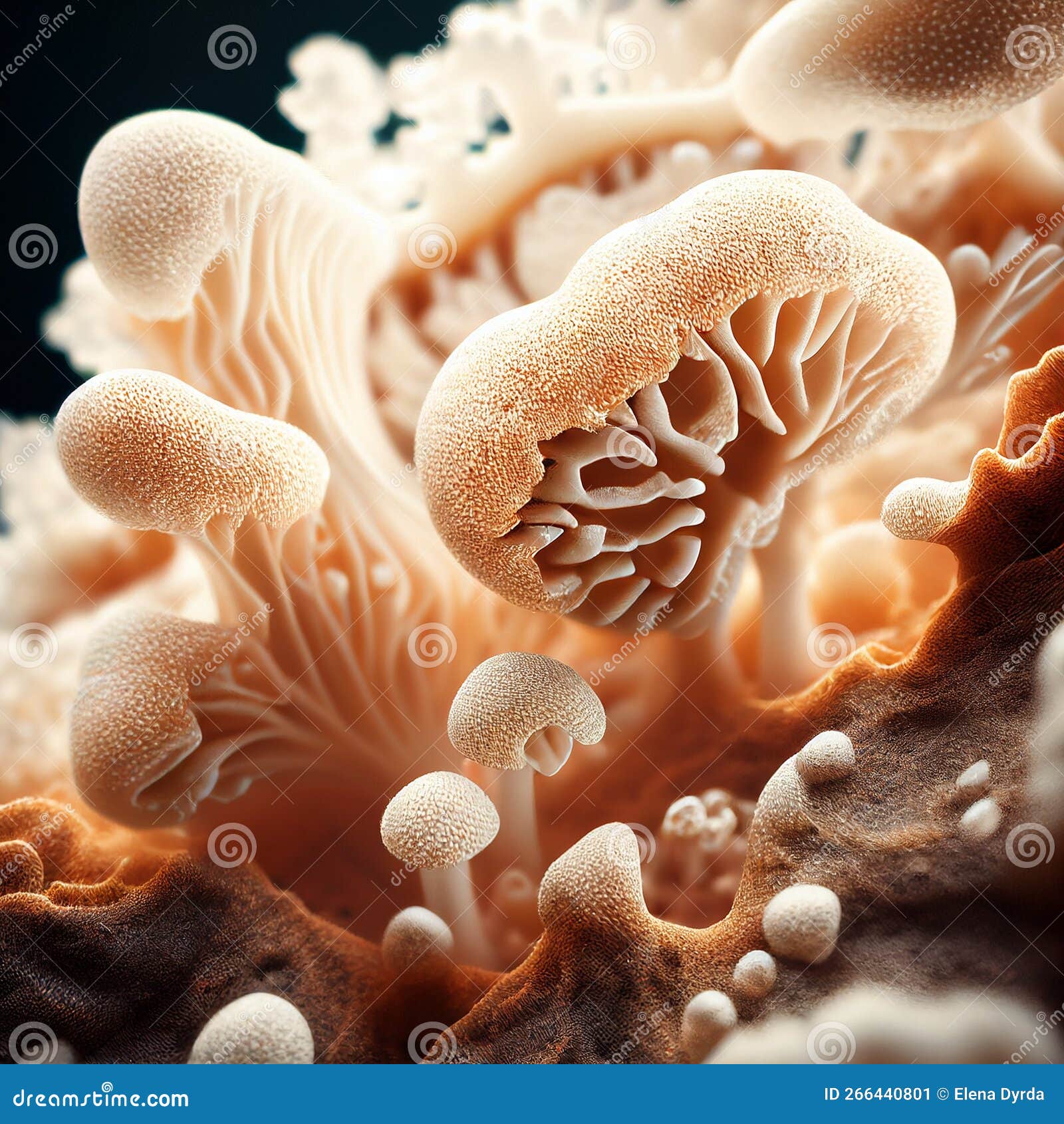 Image With A Mycelium Of Enokitake Mushrooms. Cartoon Vector ...