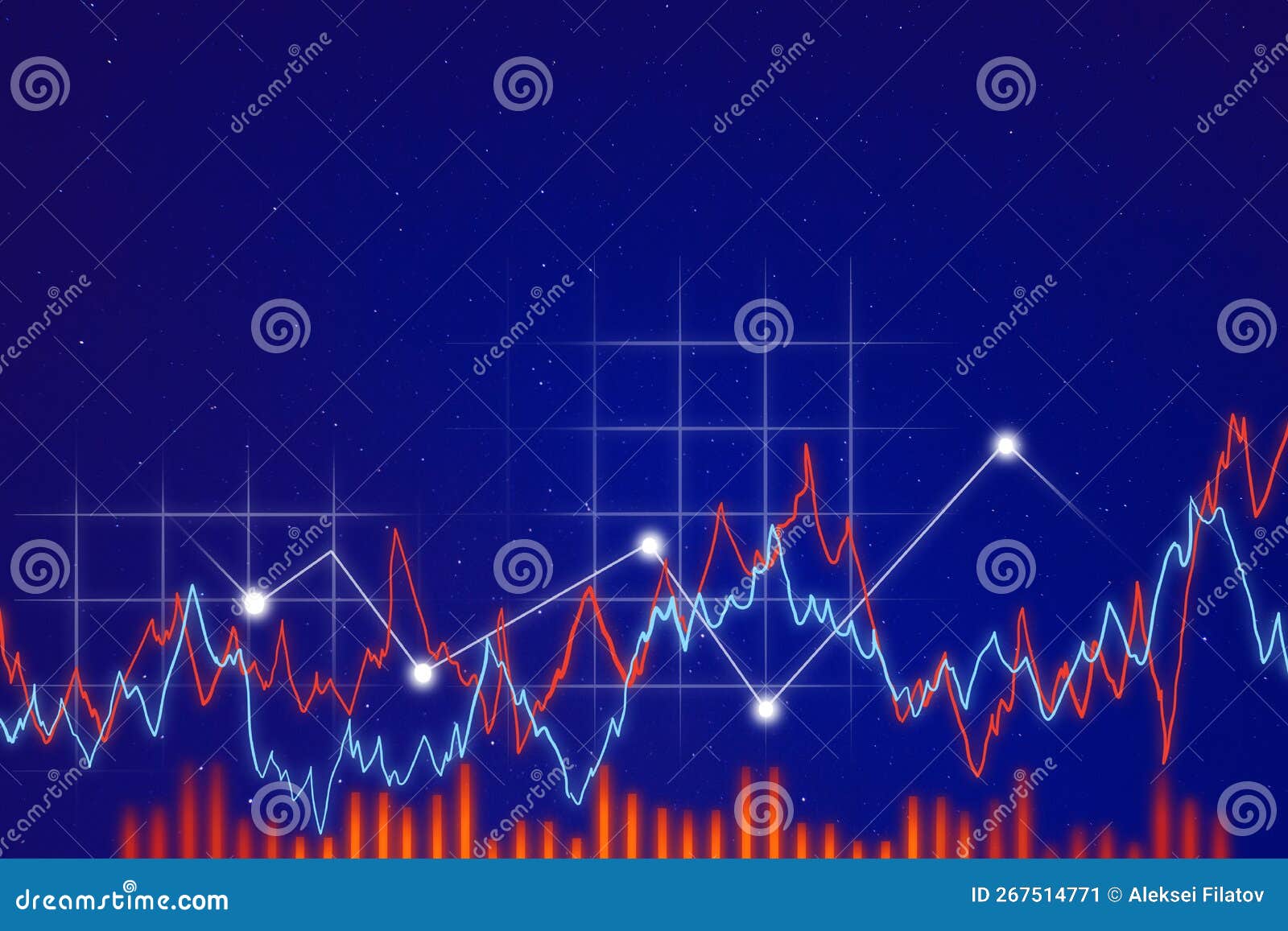 Abstract Image of the Growth Map, Graph, Night Starry Blue Sky ...