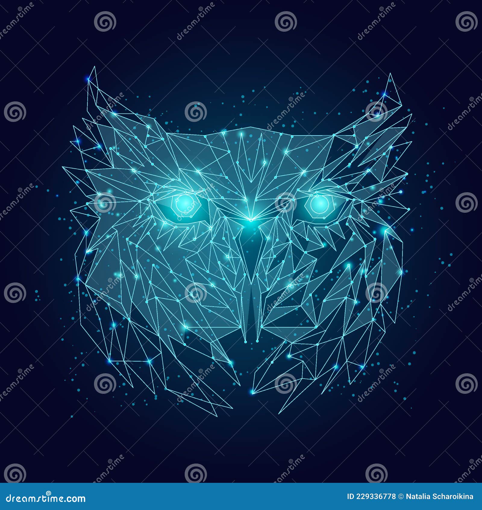 Abstract Image of the Head of an Owl from Geometric Shapes. Stock ...