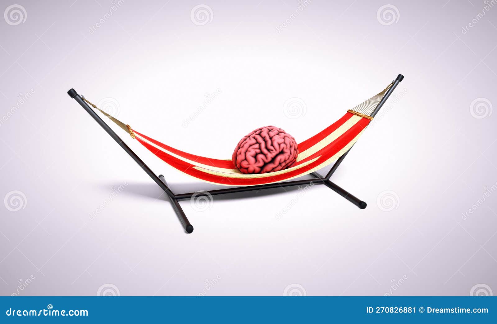 Abstract Image with a Human Brain Sitting in a Hammock. Relaxation ...