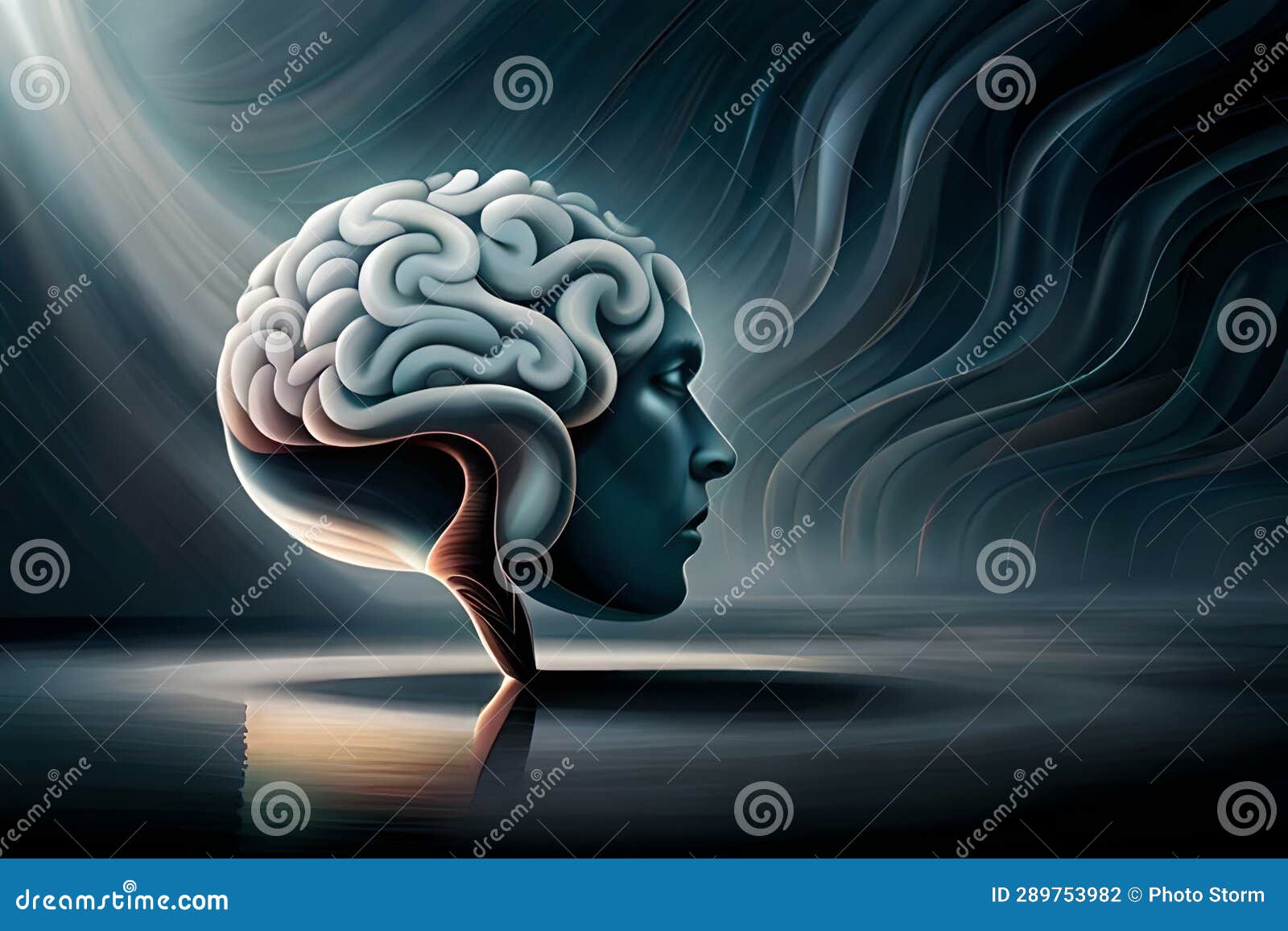 Abstract Image of a Human Brain Suffering from Depression on a Dark and ...