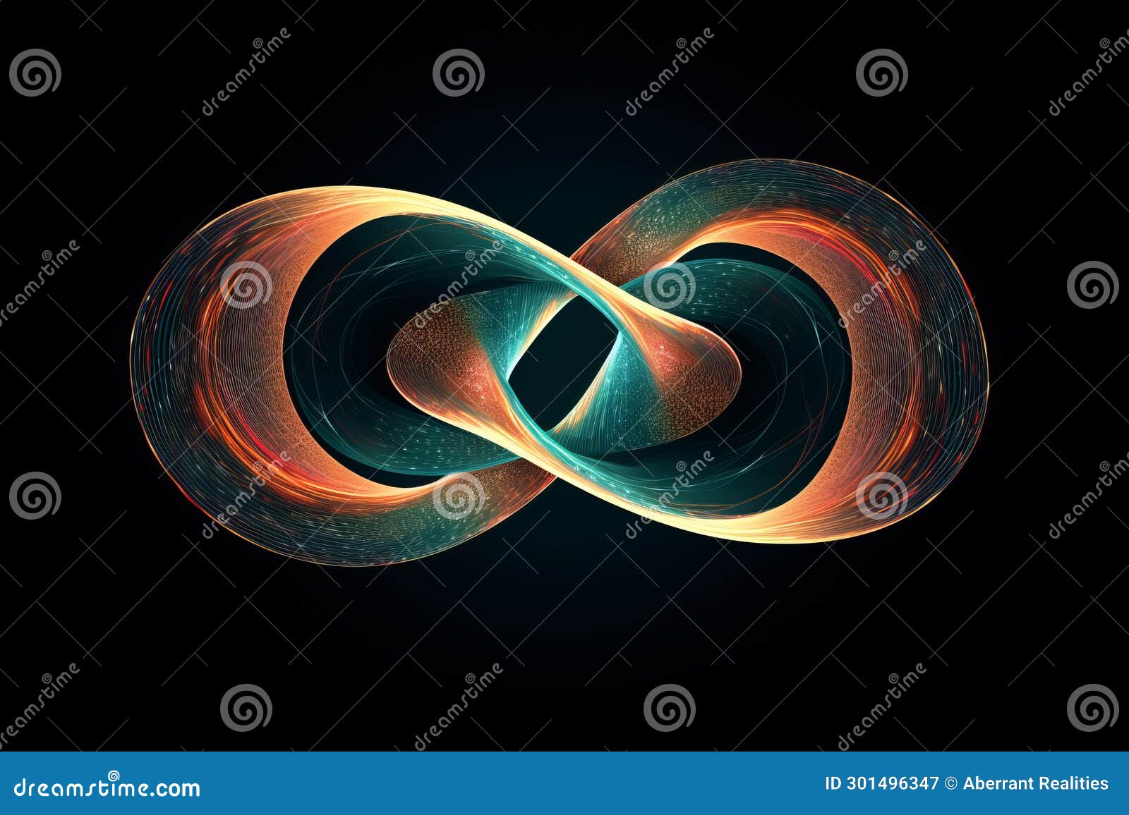 An Abstract Image of an Infinity Symbol on a Black Background Stock ...