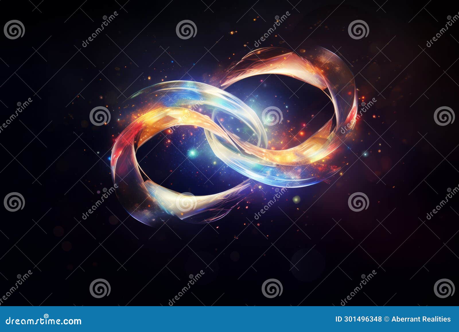 An Abstract Image of an Infinity Symbol on a Black Background Stock ...