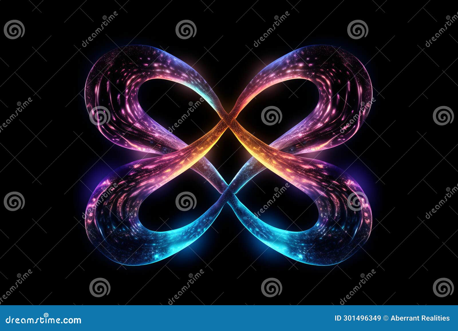 An Abstract Image of an Infinity Symbol on a Black Background Stock ...