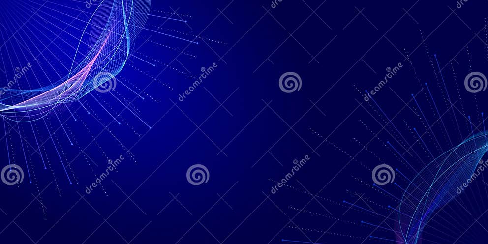 Abstract Image of Information Network on Dark Blue Background ...