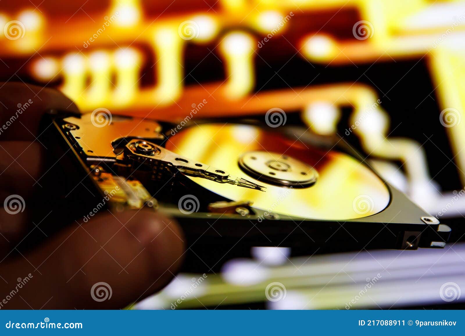 The Abstract Image of Inside of Hard Disk Drive. the Concept of Data ...