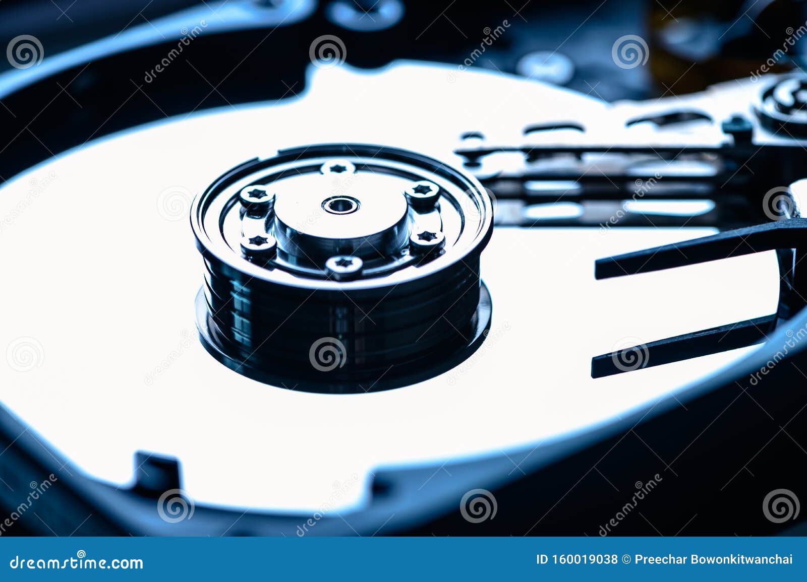 The Abstract Image of Inside of Hard Disk Drive on the Technician`s ...
