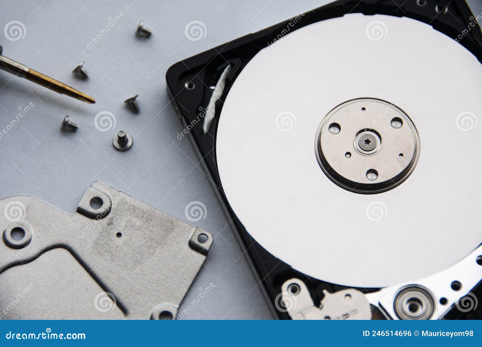 The Abstract Image of Inside of Hard Disk Drive on White Cover ...