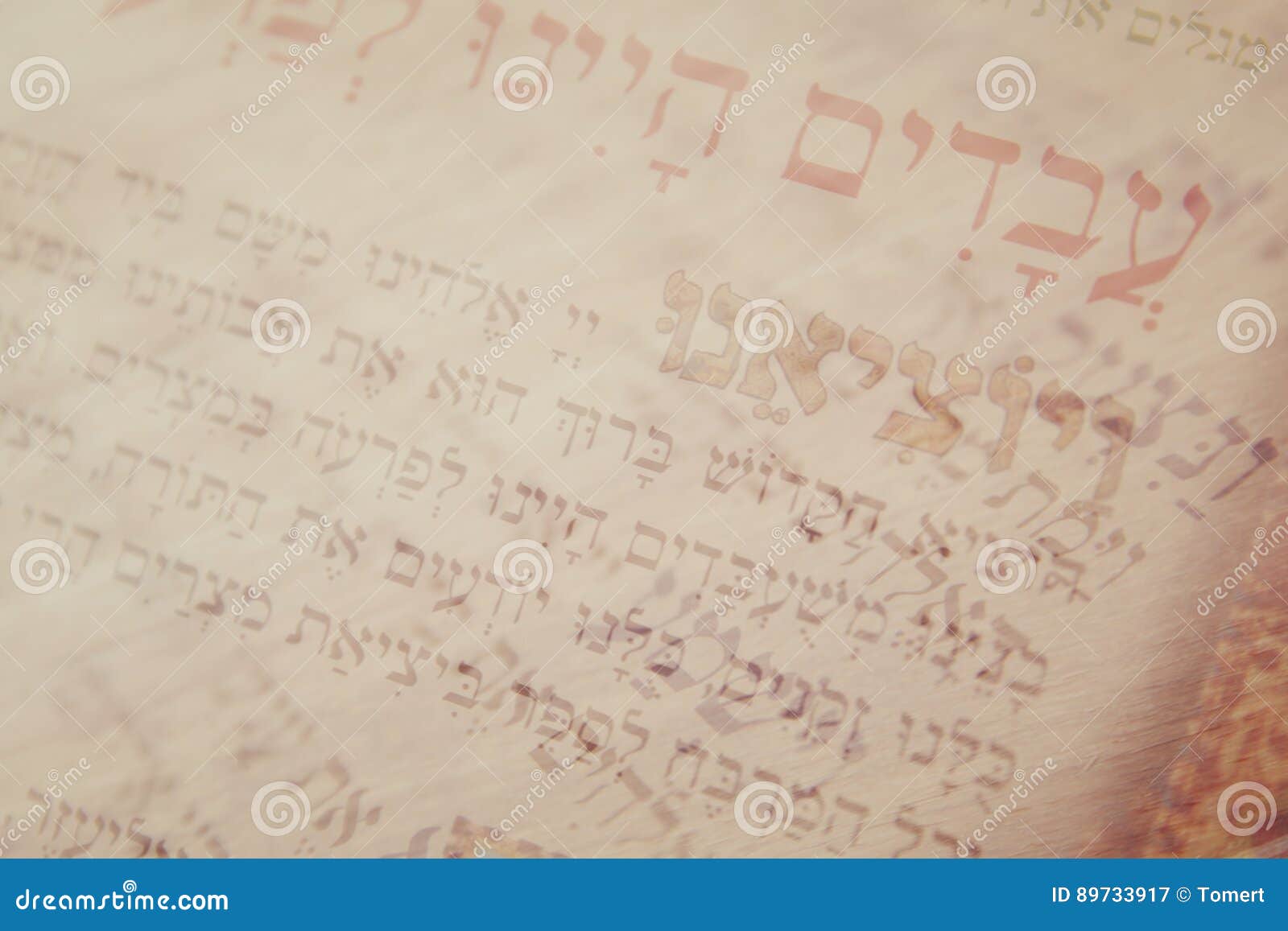 Abstract Image of Judaism Concept with Closeup Text in Hebrew from the ...