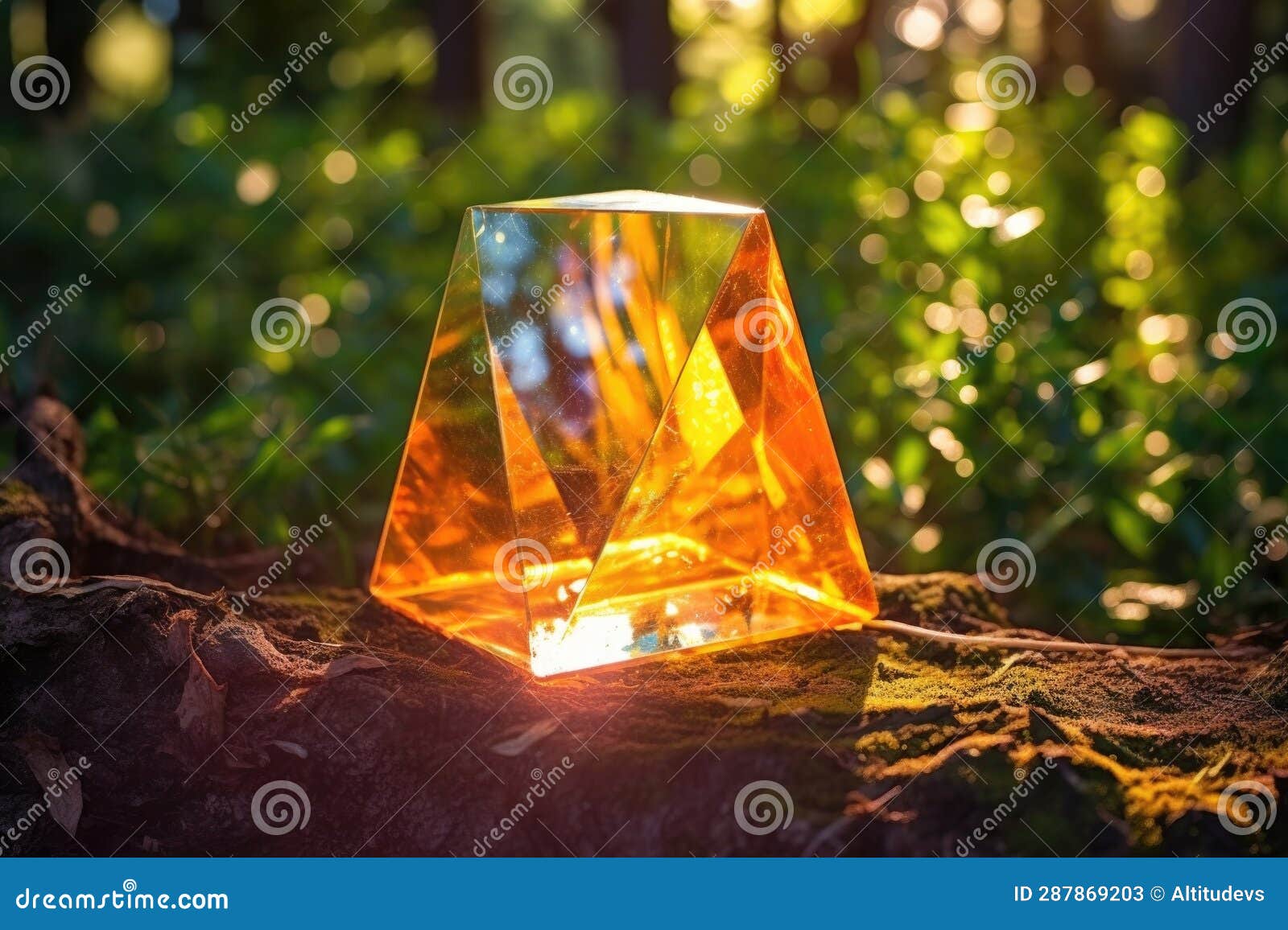 Abstract Image of Light Refraction through Glass Prism in Nature Stock ...