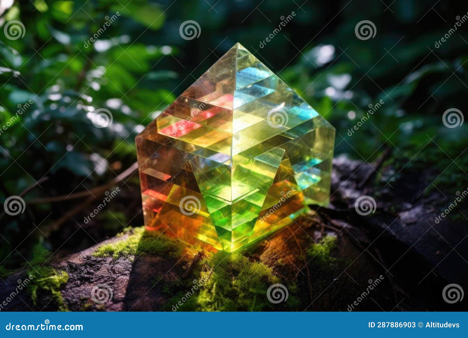 Abstract Image of Light Refraction through Glass Prism in Nature Stock ...