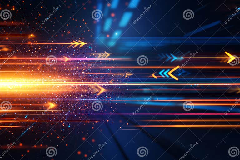Abstract Image of Light Streaks and Arrows Representing Speed Movement ...
