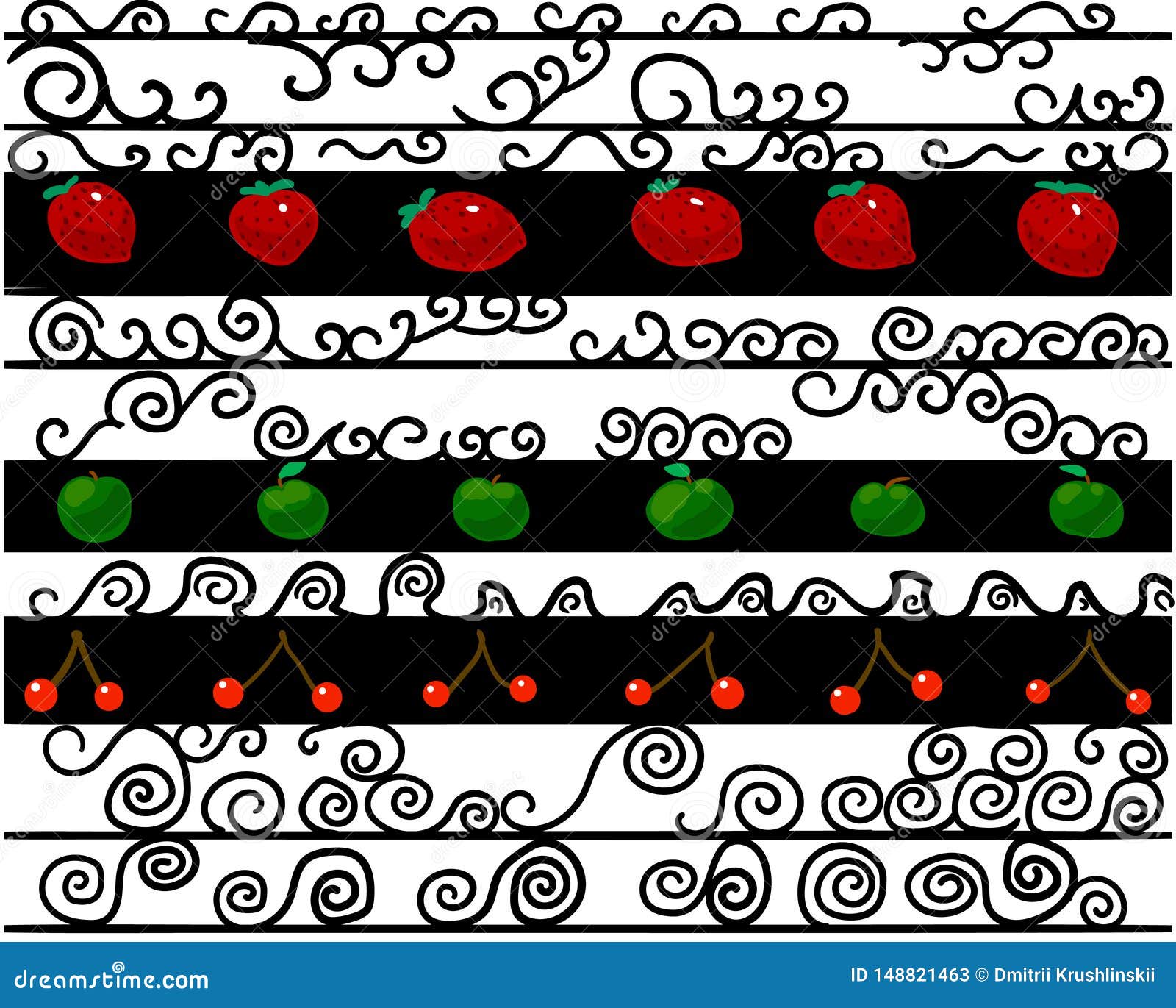 Abstract Image with a Lot of Curlicues in a Horizontal Layout. Stock ...