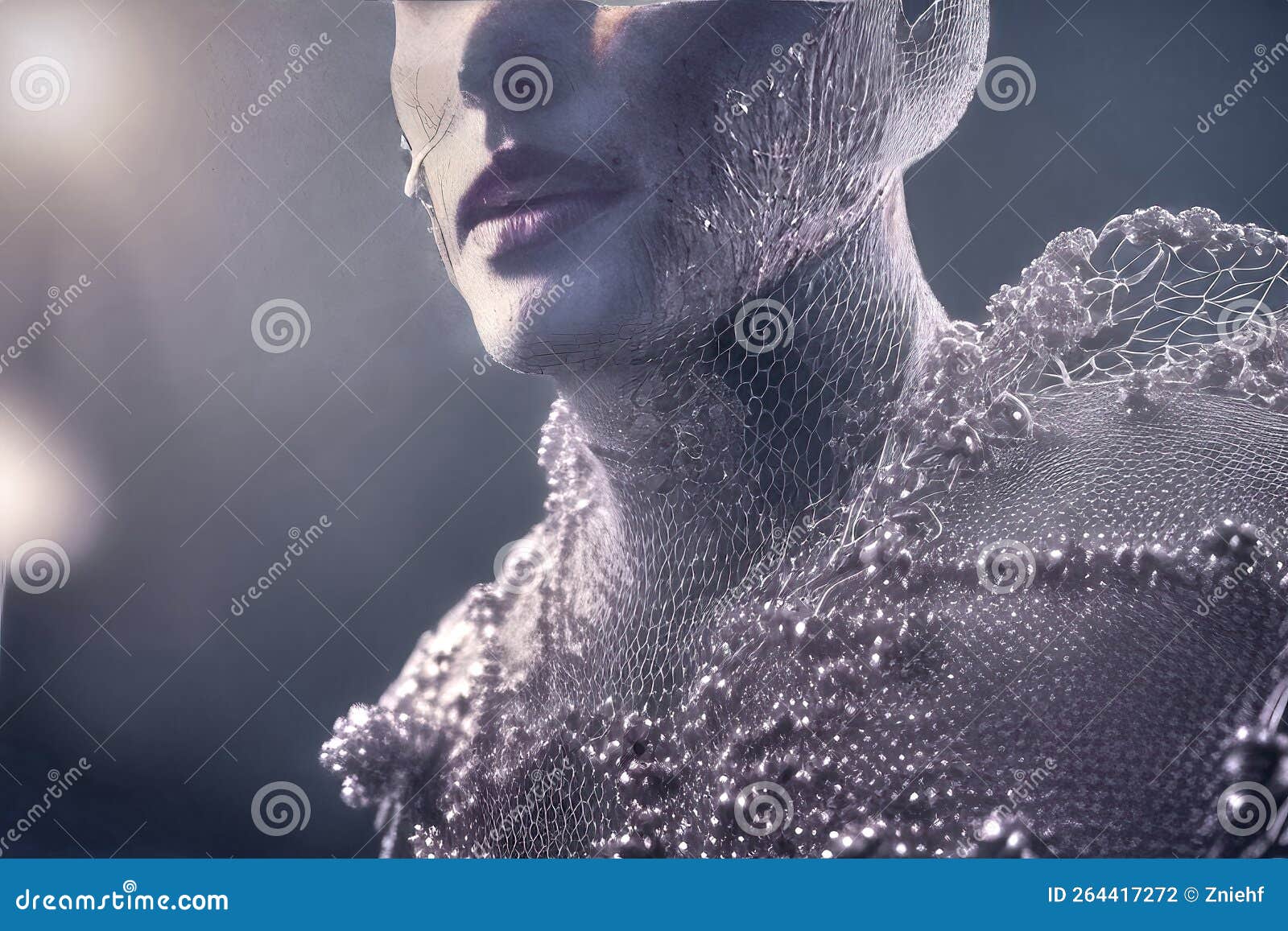 Abstract Image of the Lower Part of a Face with a Net Overlay Giving an ...