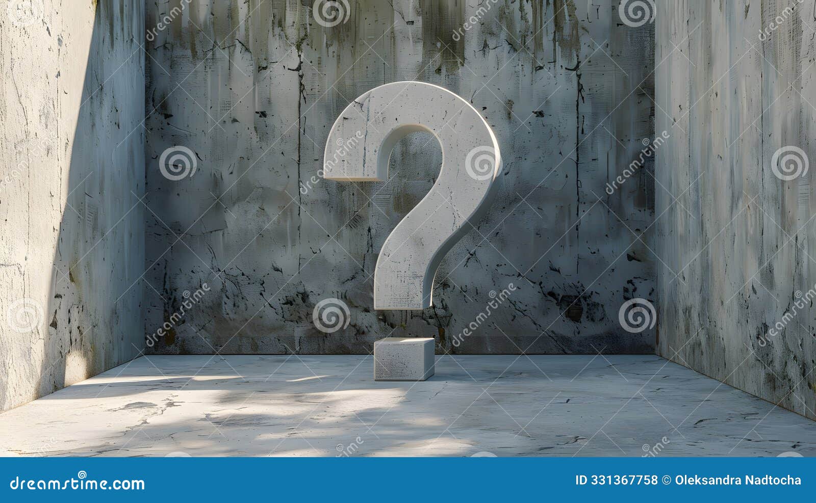 An Abstract Question Mark in a Grungy Concrete Room, Symbolizing ...