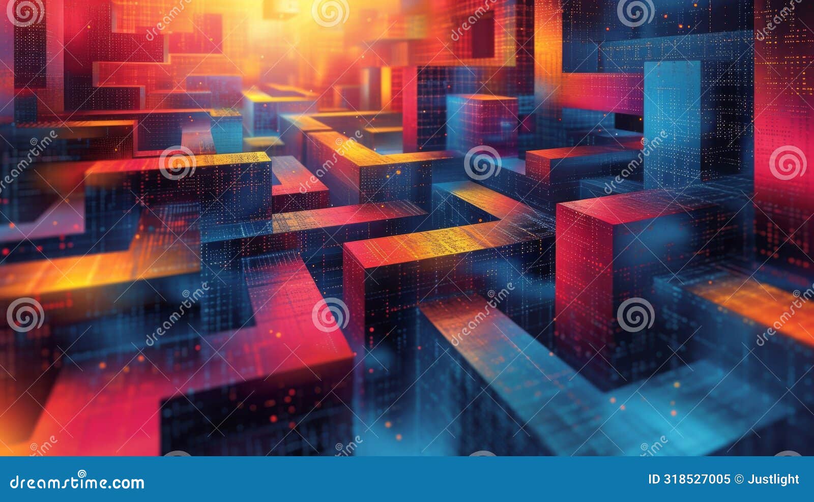 An Abstract Image of a Maze with Charts and Graphs Inside Each Section ...