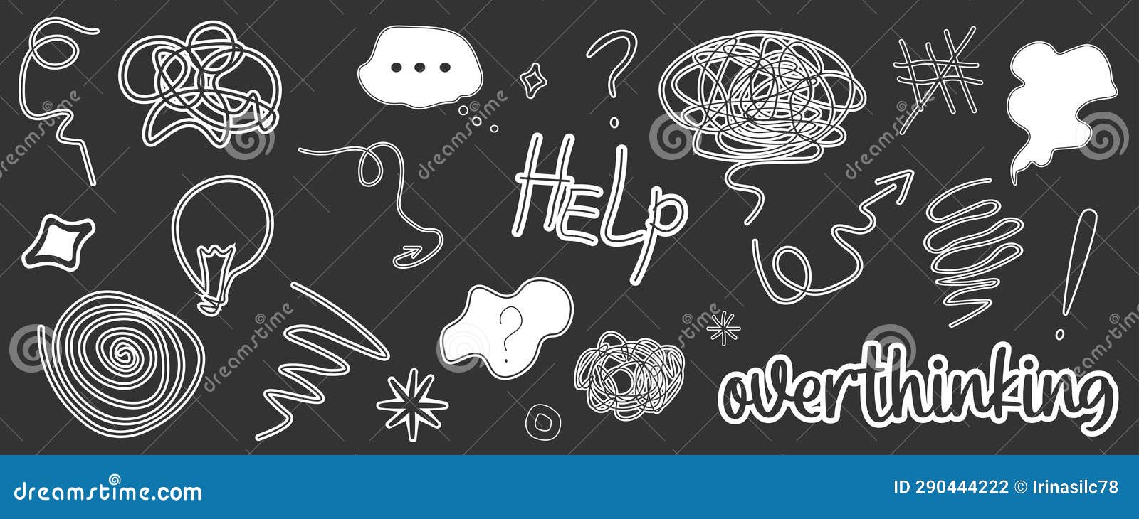 Abstract Image of Mental Problems Set. Depressed Mental State, Brain ...