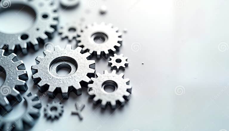 Abstract Image of Metallic Gears. Gray Gears on White Background ...
