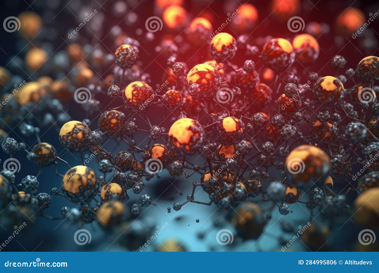 Abstract Image of Metallic Nanoparticles in Solution Stock Illustration ...
