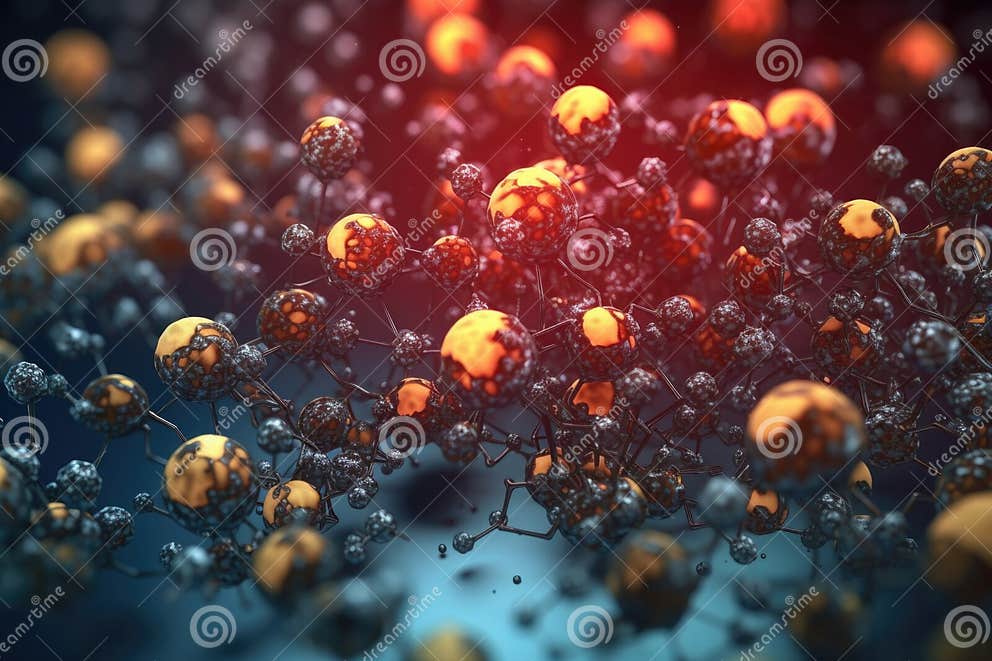 Abstract Image of Metallic Nanoparticles in Solution Stock Illustration ...