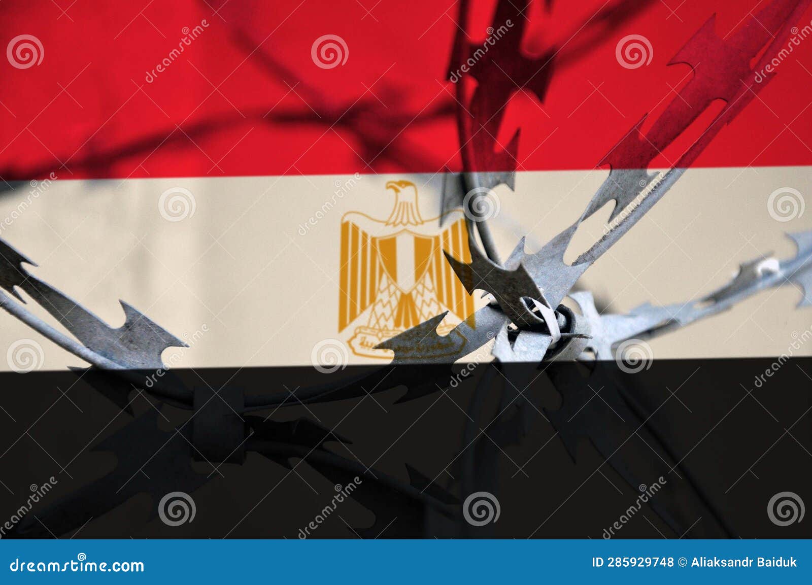 Abstract Image of the National Flag of Egypt with Twisted Barbed Wire ...