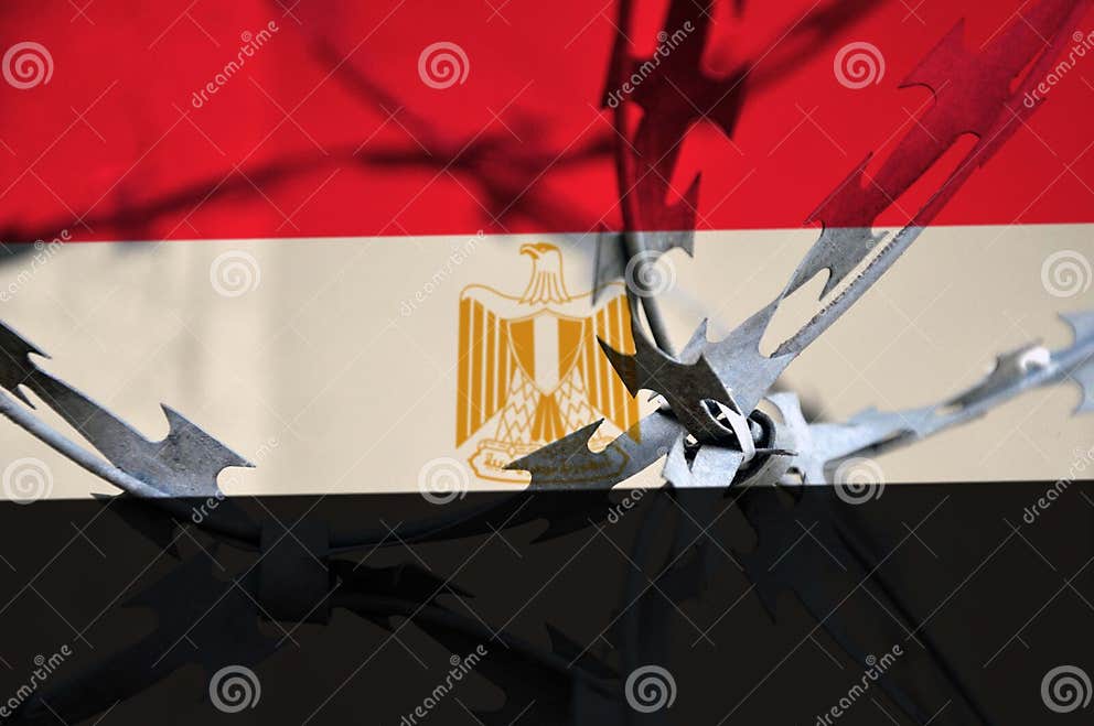 Abstract Image of the National Flag of Egypt with Twisted Barbed Wire ...