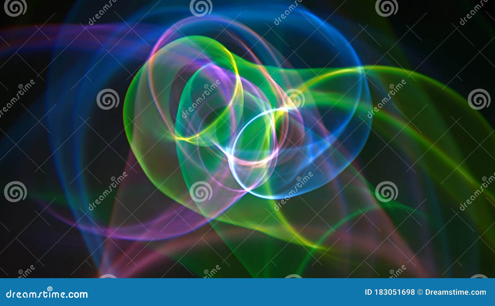 Abstract Image Neon Swirling Light Rays Multicolored on a Dark ...
