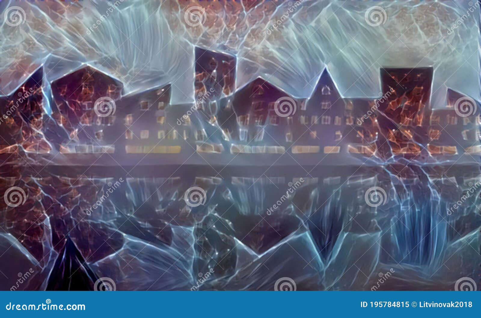 Abstract Image of a Night City. Architectural Background. Multicolored ...