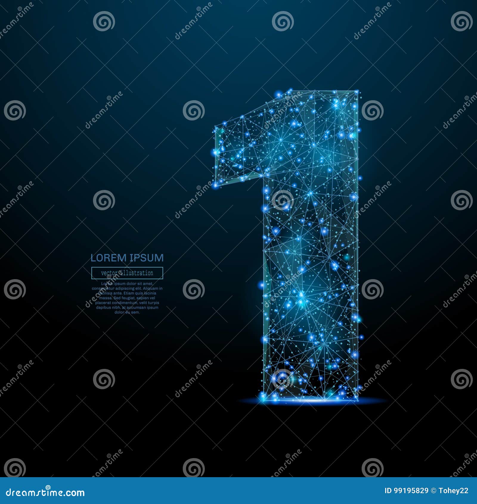 Number one low poly blue stock vector. Illustration of metal - 99195829