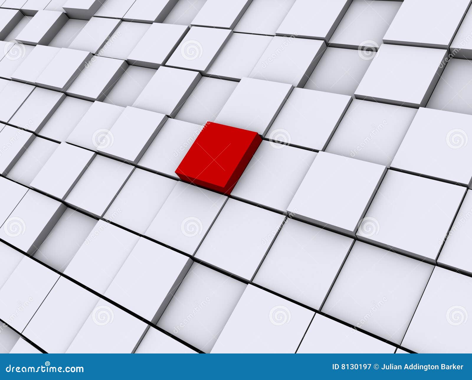 Abstract Image of One Red Cube Stock Illustration - Illustration of ...