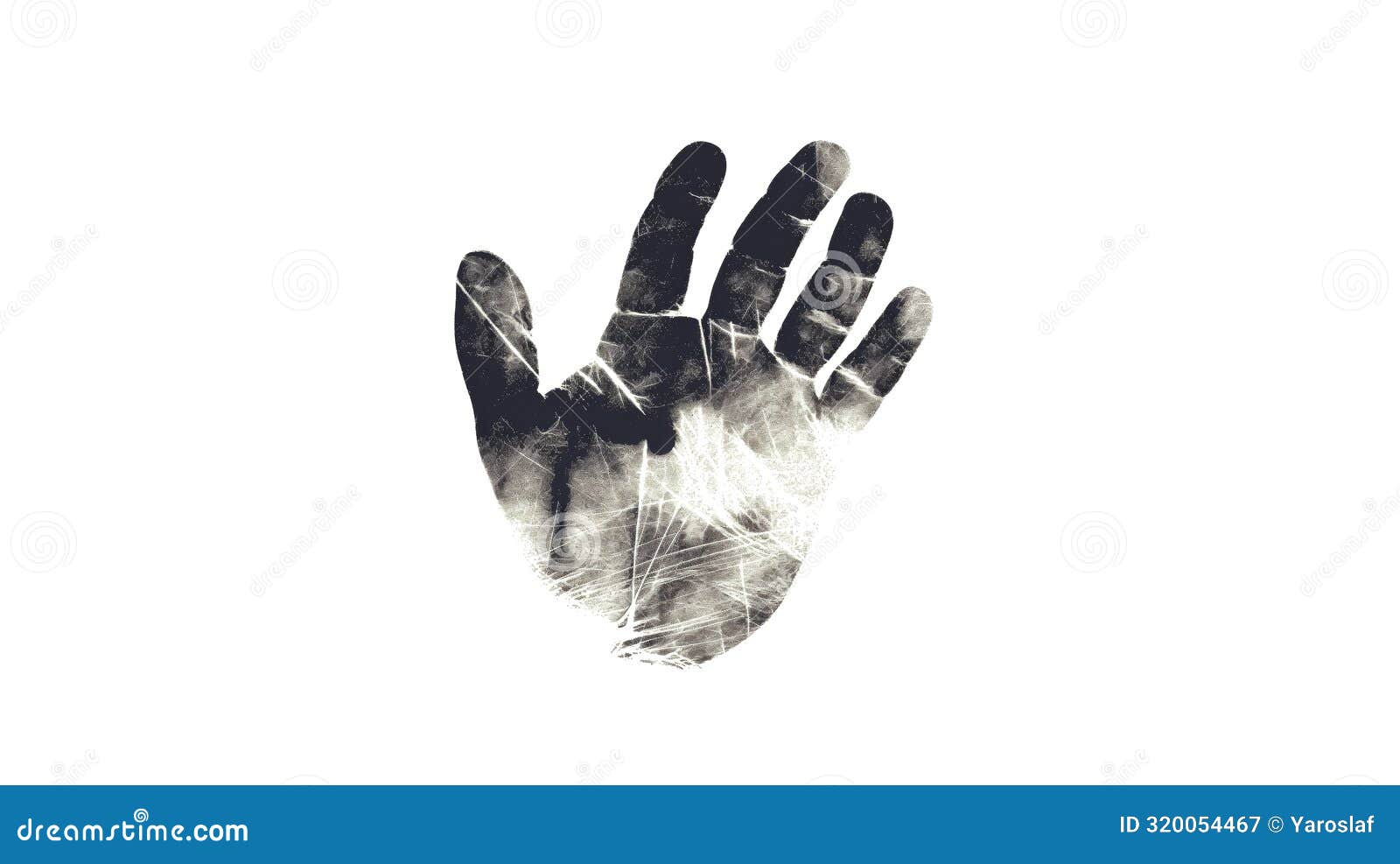 Abstract Image of Open Hand with Translucent Texture Against White ...