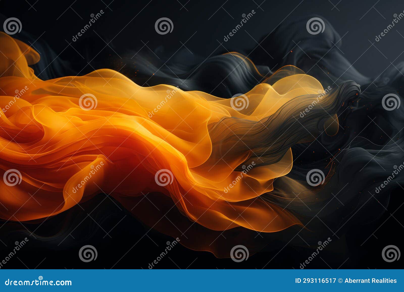 An Abstract Image of Orange and Black Smoke on a Black Background Stock ...