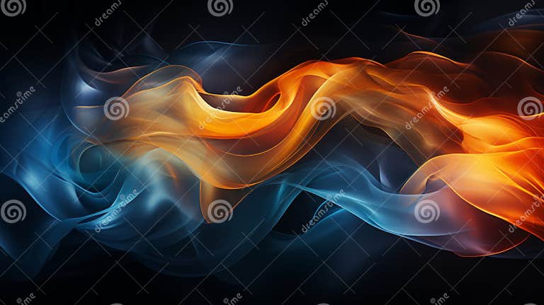 An Abstract Image of Orange and Blue Flames on a Black Background Stock ...