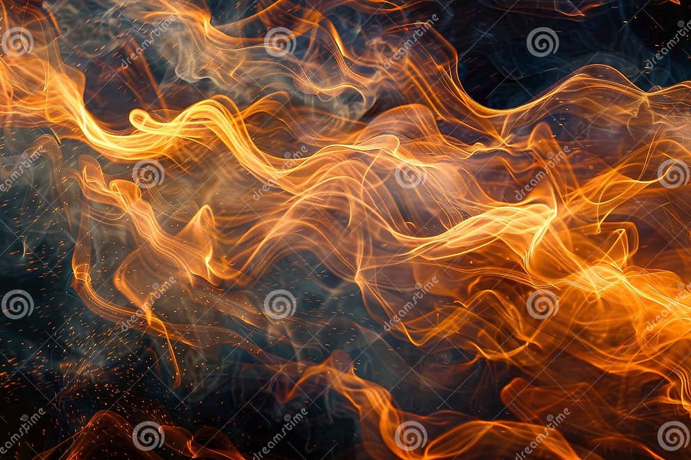 An Abstract Image of Orange and White Flames Flickering on a Black ...