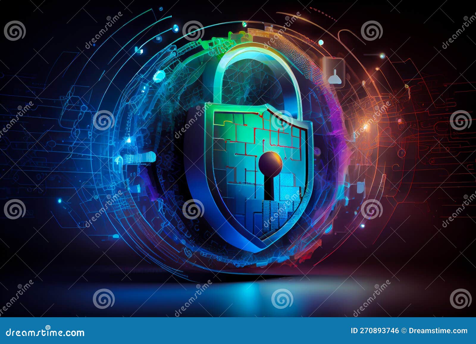 An Abstract Image of Padlock on Digital Background. Generative AI Stock ...