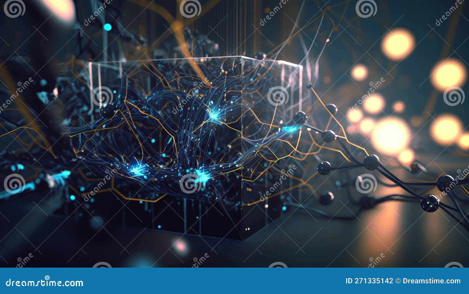 Background - Sci-Fi Network with Wireframe Robot on Cloud Backdrop - Ai ...
