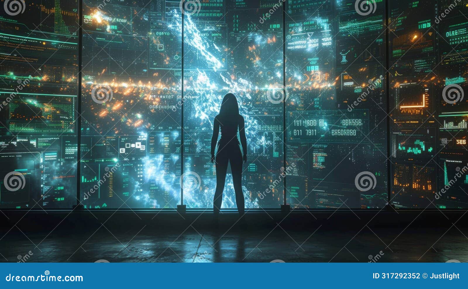 In this Abstract Image a Person is Shown Standing in Front of a Massive ...