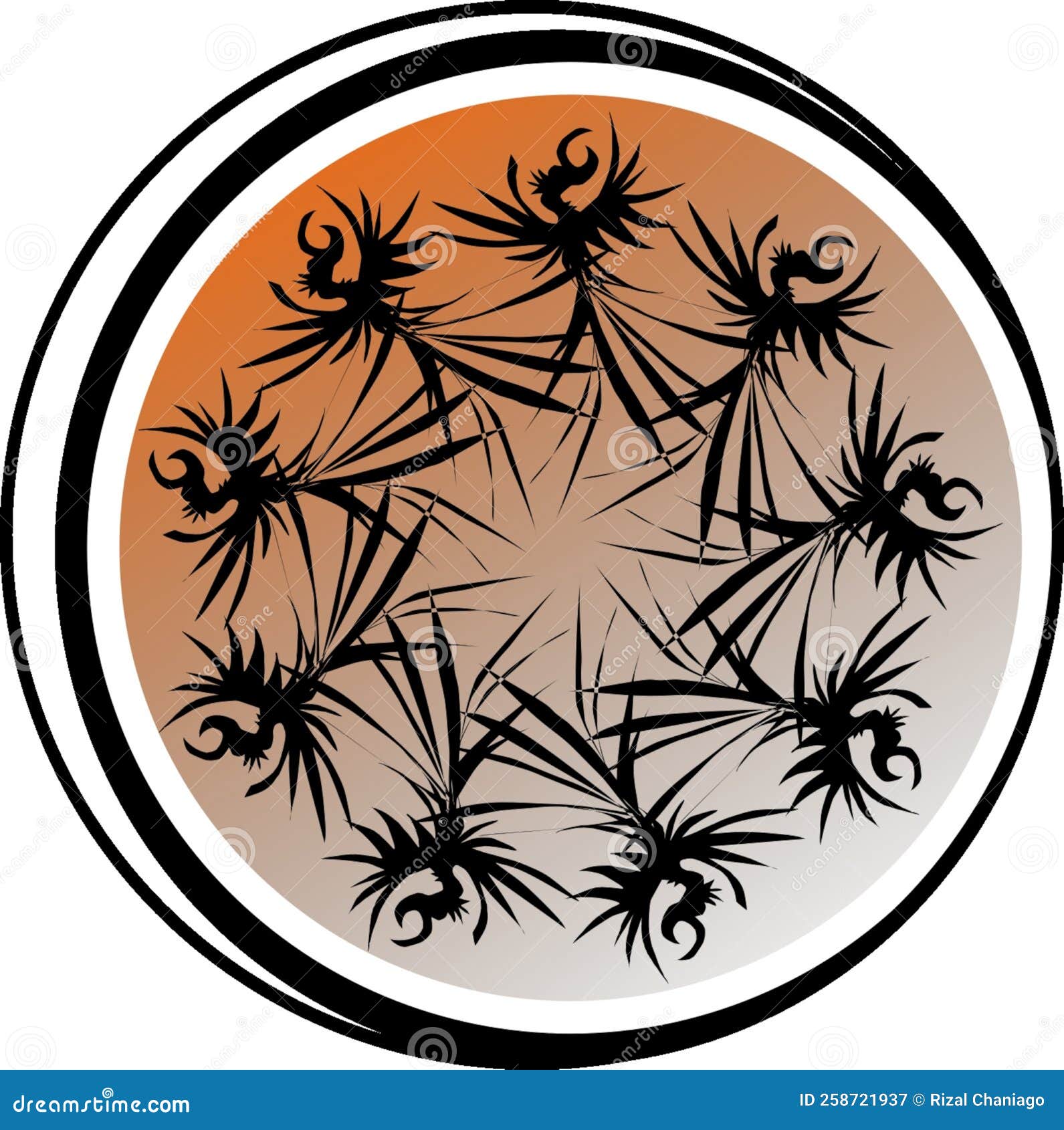 Abstract Image. Phoenix in a Circle Pattern in Gradient-orange Color ...