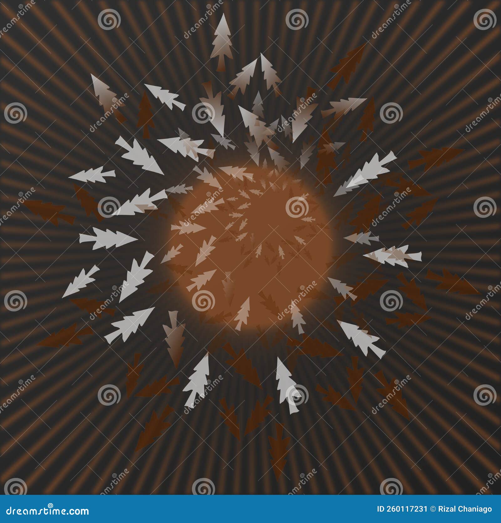 An Abstract Image. Pine Trees in an Abstract Circle Pattern in the Dark ...