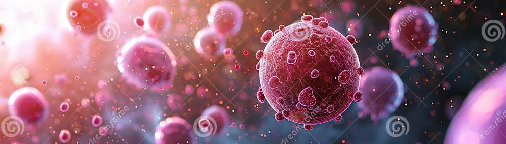 Abstract Image of Pink Cells Floating in a Cloudy Background Stock ...