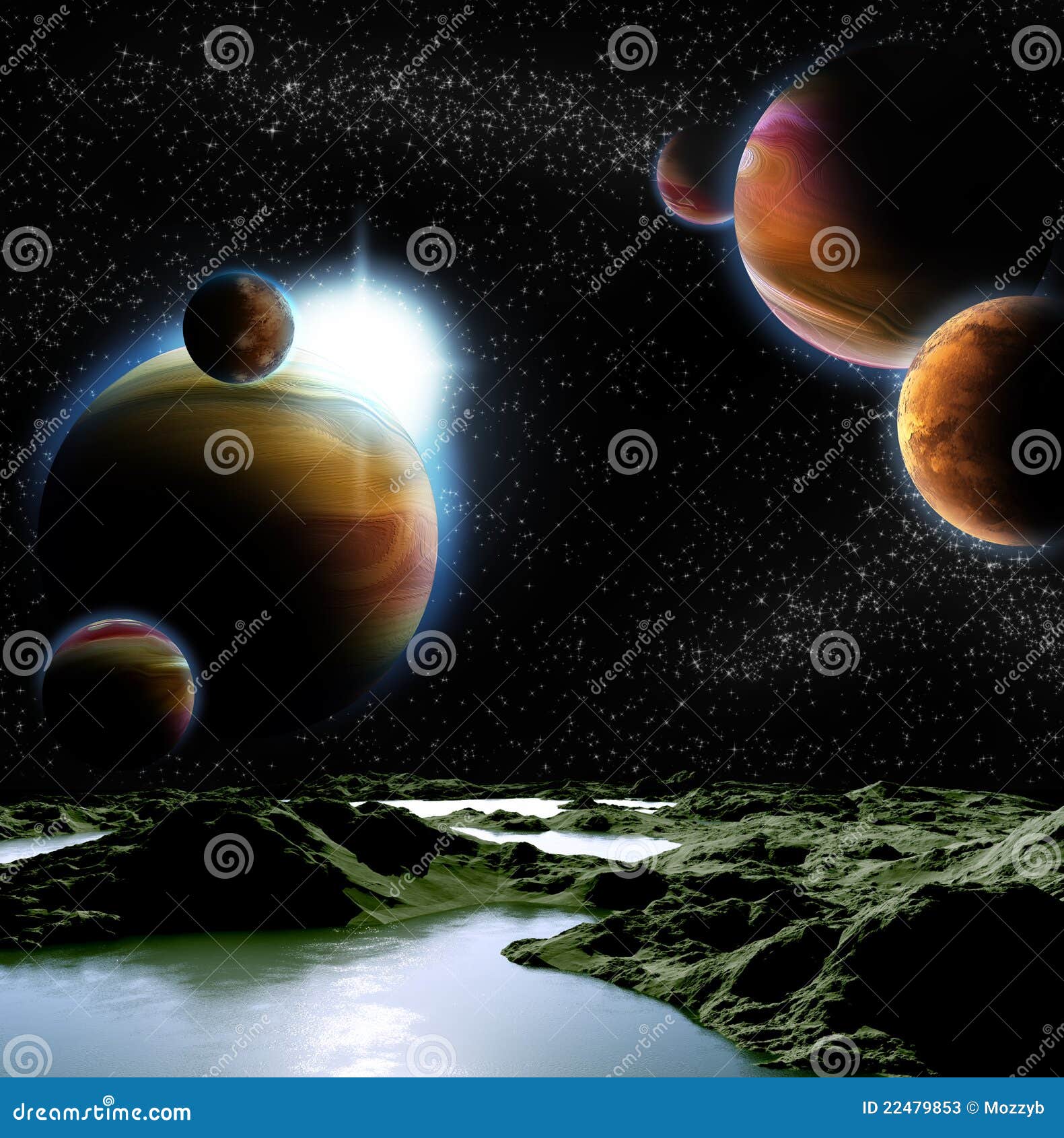 Abstract Image of a Planet with Water. Stock Illustration ...