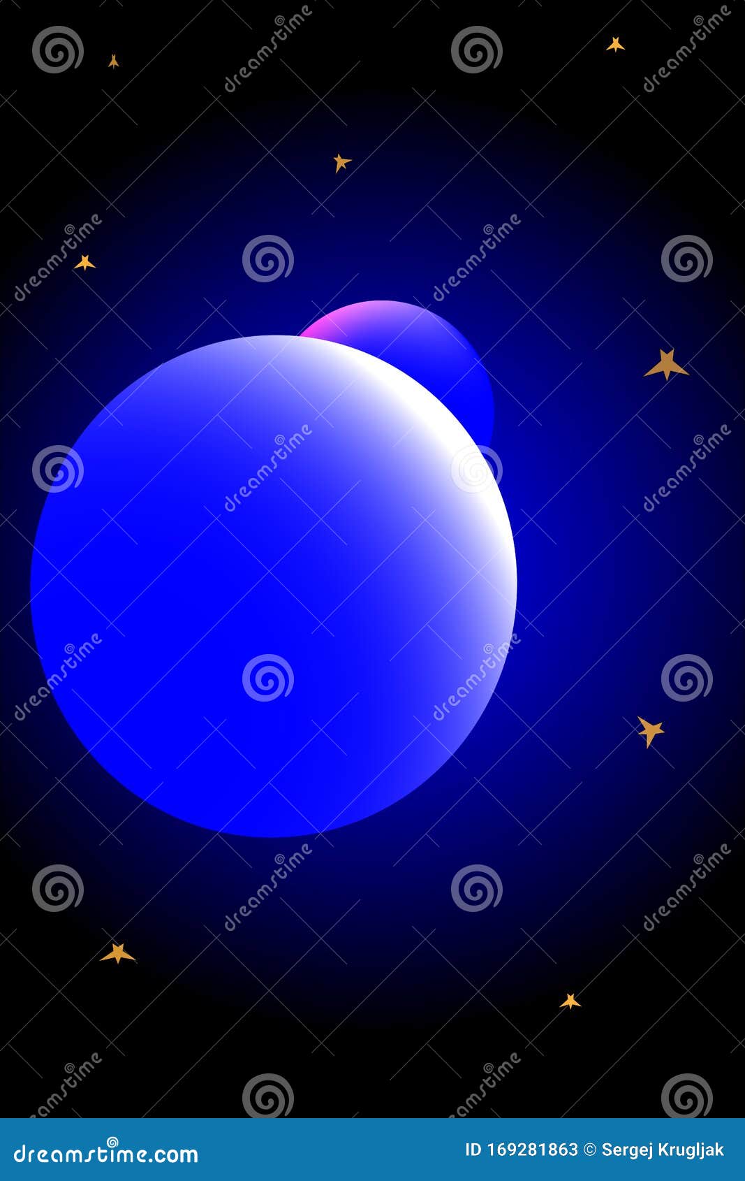 Abstract Image of Planets in Neon Color Stock Illustration ...