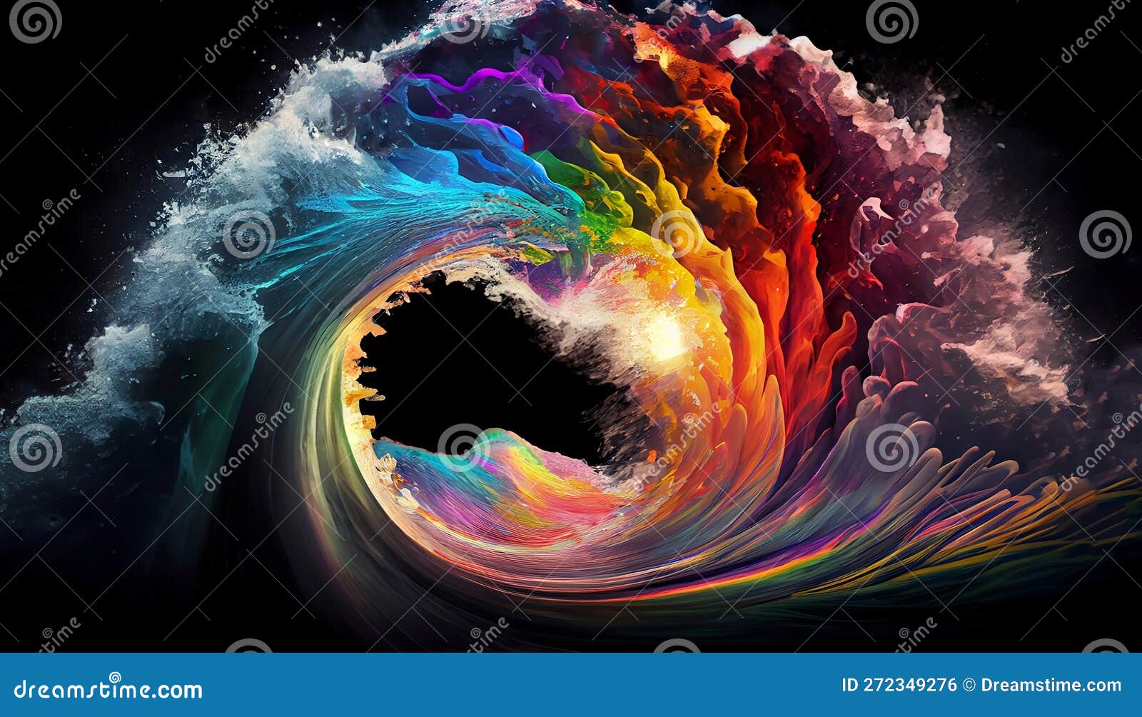 An Abstract Image of a Rainbow-colored Wave Emanating from the Center ...