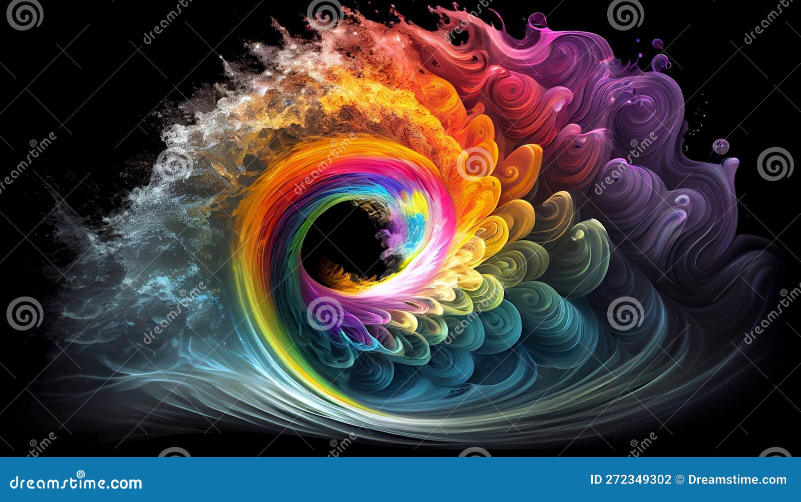 An Abstract Image of a Rainbow-colored Wave Emanating from the Center ...