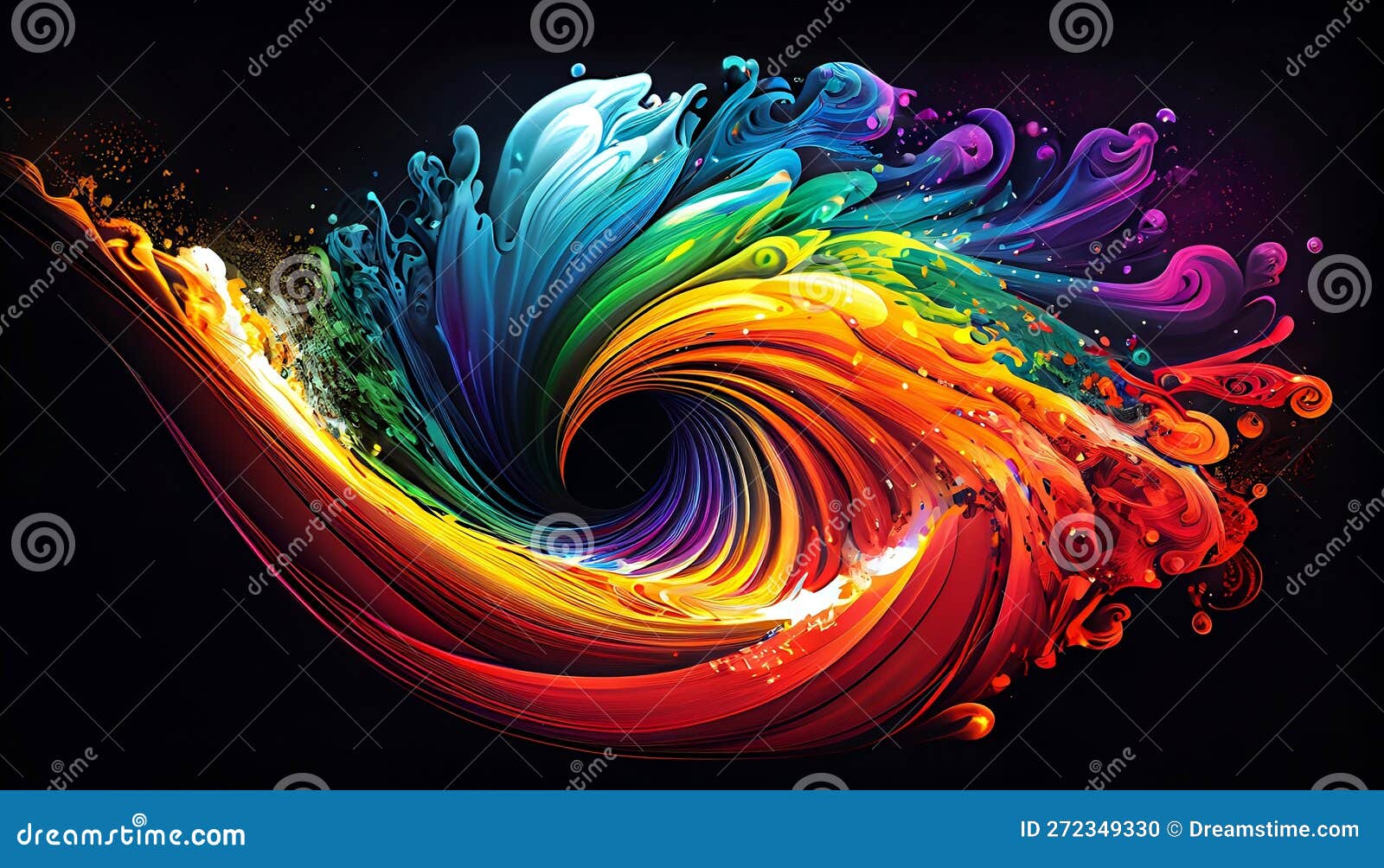 An Abstract Image of a Rainbow-colored Wave Emanating from the Center ...