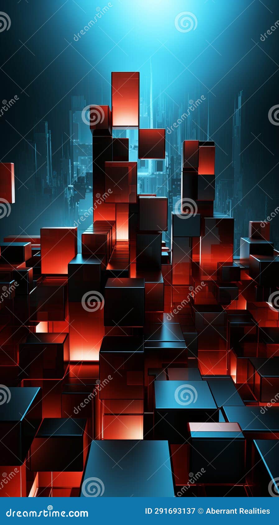 An Abstract Image of Red and Black Cubes Stock Illustration ...