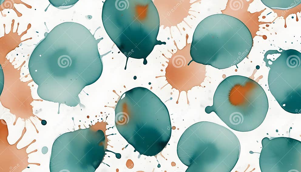 Abstract Image of a Repeating Pattern of Teal and Orange Watercolor ...