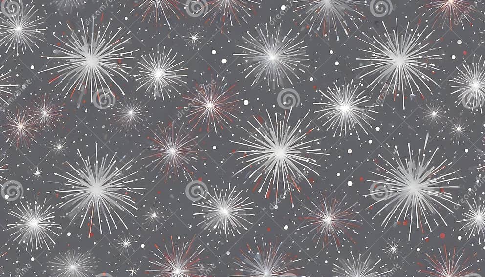 Abstract Image of a Repeating Pattern of White Fireworks on a Dark Gray ...